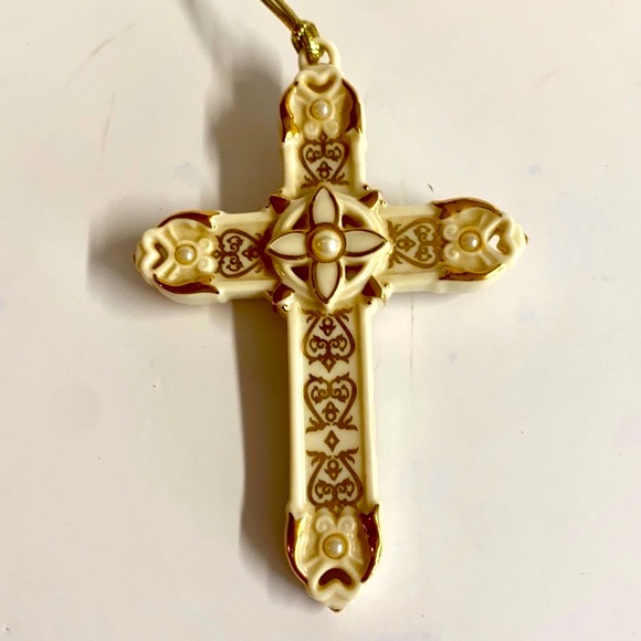 Lenox | Holiday | Vtg Lenox Florentine Pearl Cross Ornament With ...